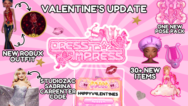 Dress To Impress Valentine's Update Secrets, Multiple Codes & Quest Chapter Names