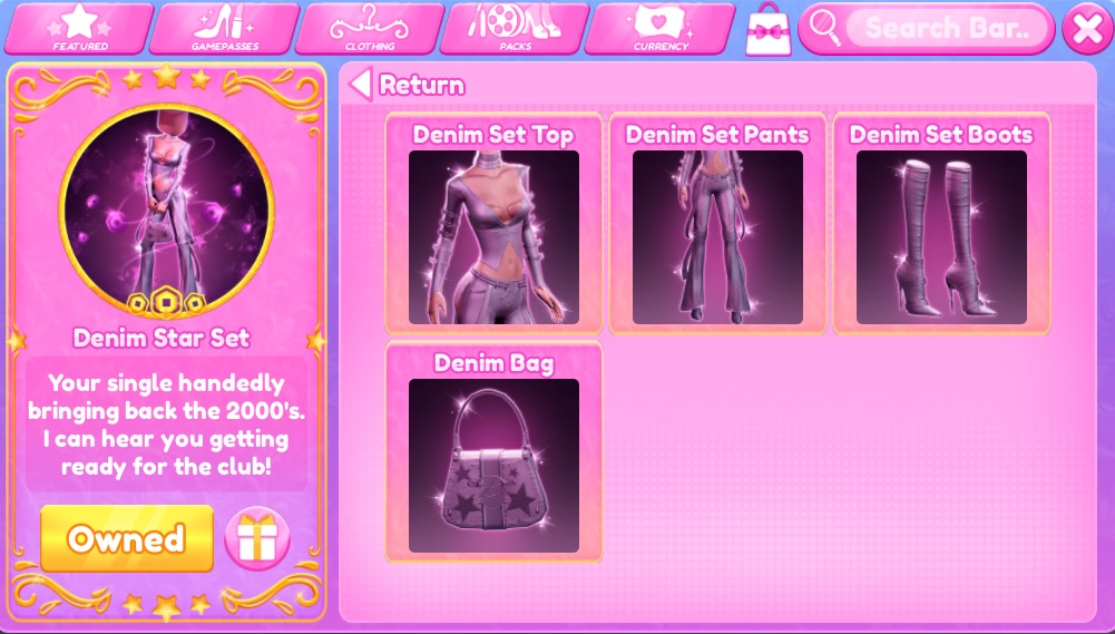 Dress To Impress NEW Denim Star Bag Set - DTI Girls