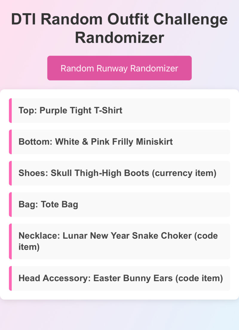 Outfits I Made Using My Free Dress To Impress Outfit Generator Tool ...